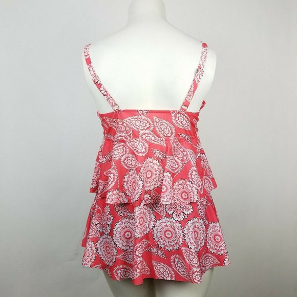 Modlily | Swim | Tankini Set Swimsuit Floral Coral Swim Short Xl | Poshmark